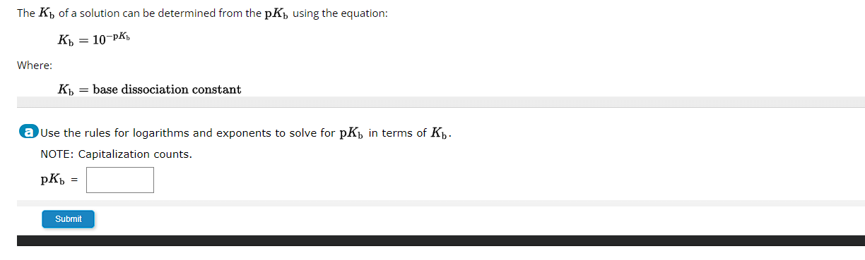 Solved The Kb of a solution can be determined from the pKb | Chegg.com