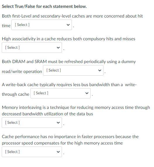 Solved Select True/False for each statement below. Both | Chegg.com