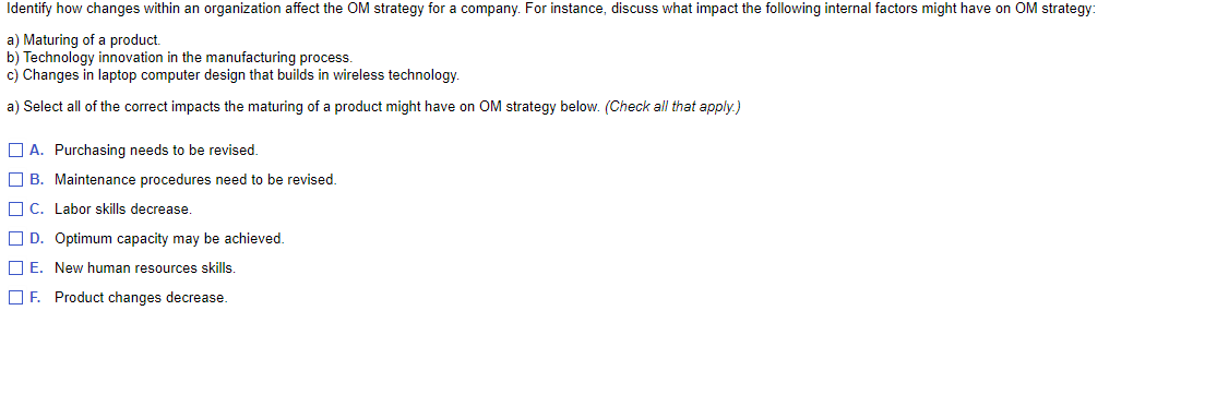 Solved Identify how changes within an organization affect | Chegg.com