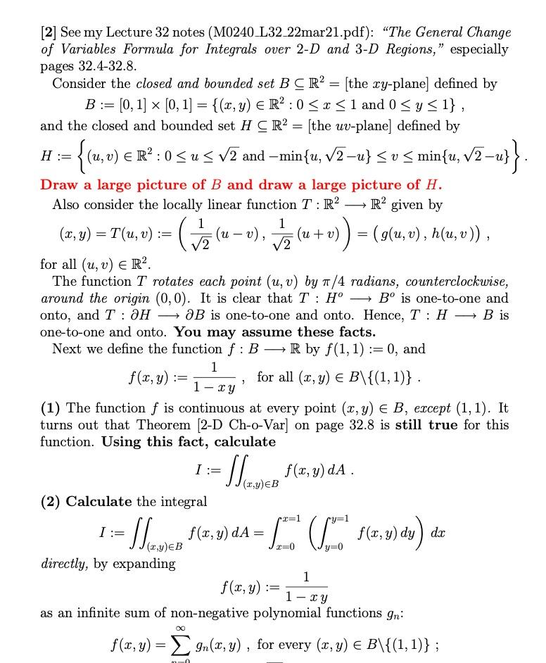 Solved H:= [2] See my Lecture 32 notes (M0240 L32 | Chegg.com