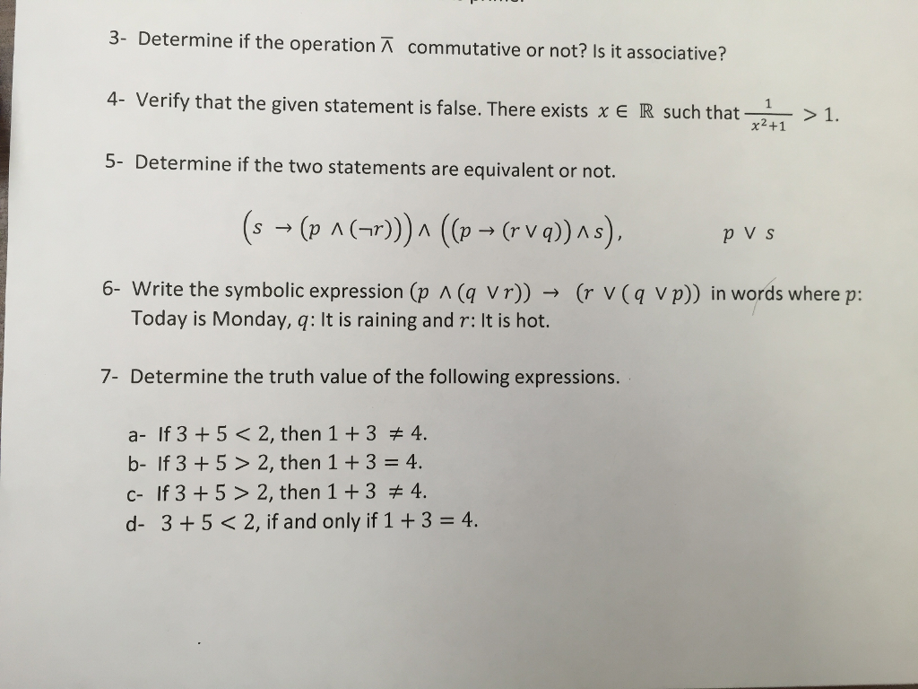 Solved 3-Determine if the operation ^ commutative or not? Is | Chegg.com
