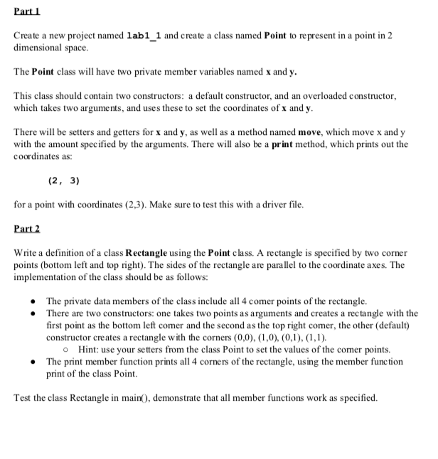 Solved Part 1 Create a new project named lab1_1 and create a | Chegg.com