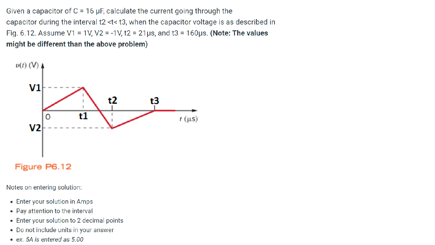 Solved Given a capacitor of C=16μF, calculate the current | Chegg.com