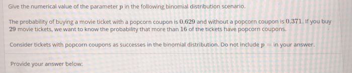 Solved Give the numerical value of the parameter p in the | Chegg.com
