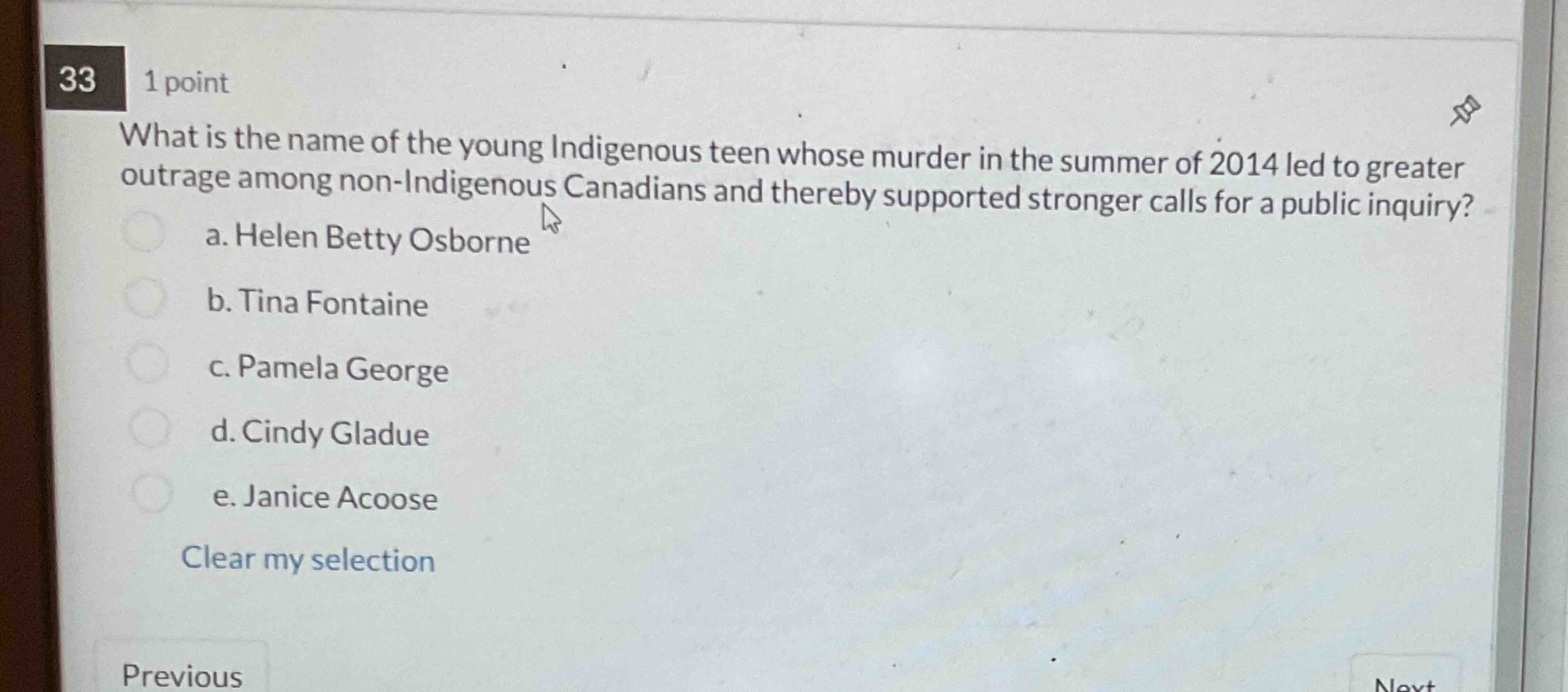Solved 331 ﻿pointWhat is the name of the young Indigenous | Chegg.com