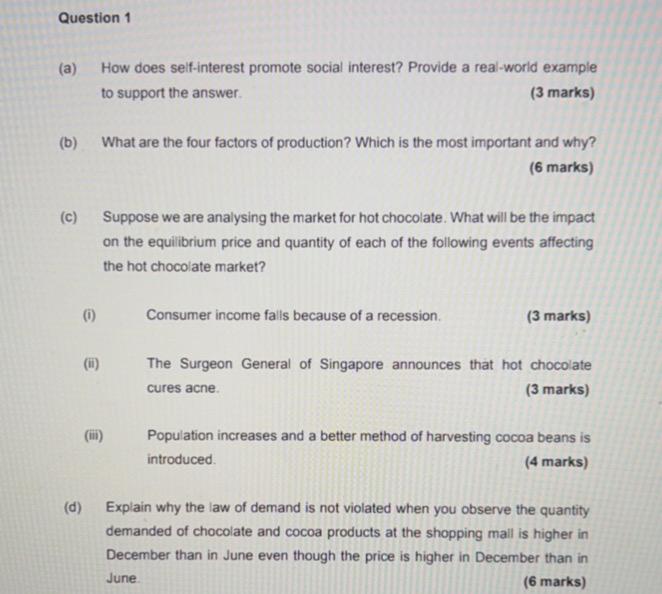Solved (a) How does self-interest promote social interest? | Chegg.com