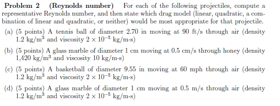 Solved Problem 2 (Reynolds number For each of the following | Chegg.com
