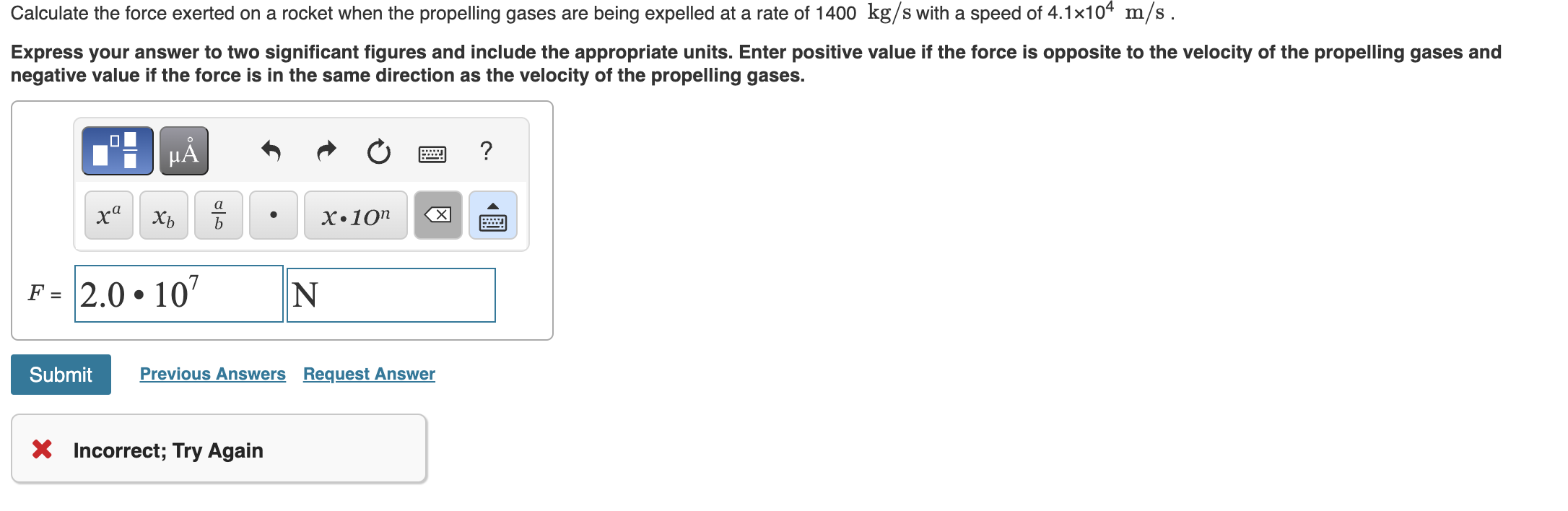 Solved Calculate the force exerted on a rocket when the | Chegg.com