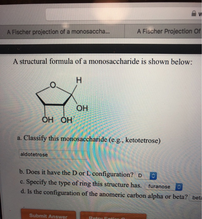 Solved A Fischer Projection Of A Fischer projection of a | Chegg.com