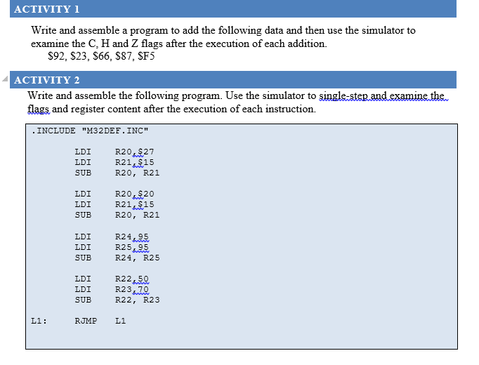 Activity 1 Write And Assemble A Program To Add The 9195