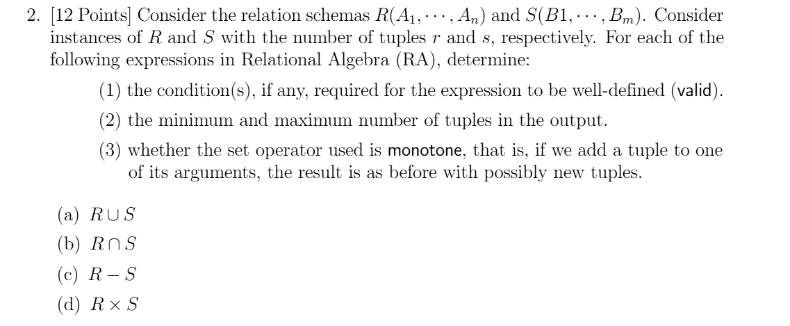 Solved [12 ﻿Points] ﻿Consider the relation schemas | Chegg.com