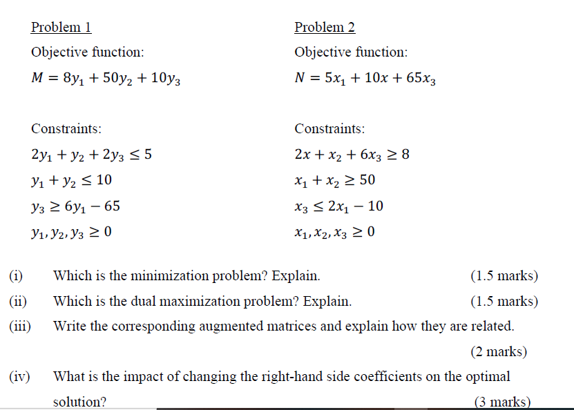 Solved Problem 2 Problem 1 Objective function: M = 8yı + | Chegg.com