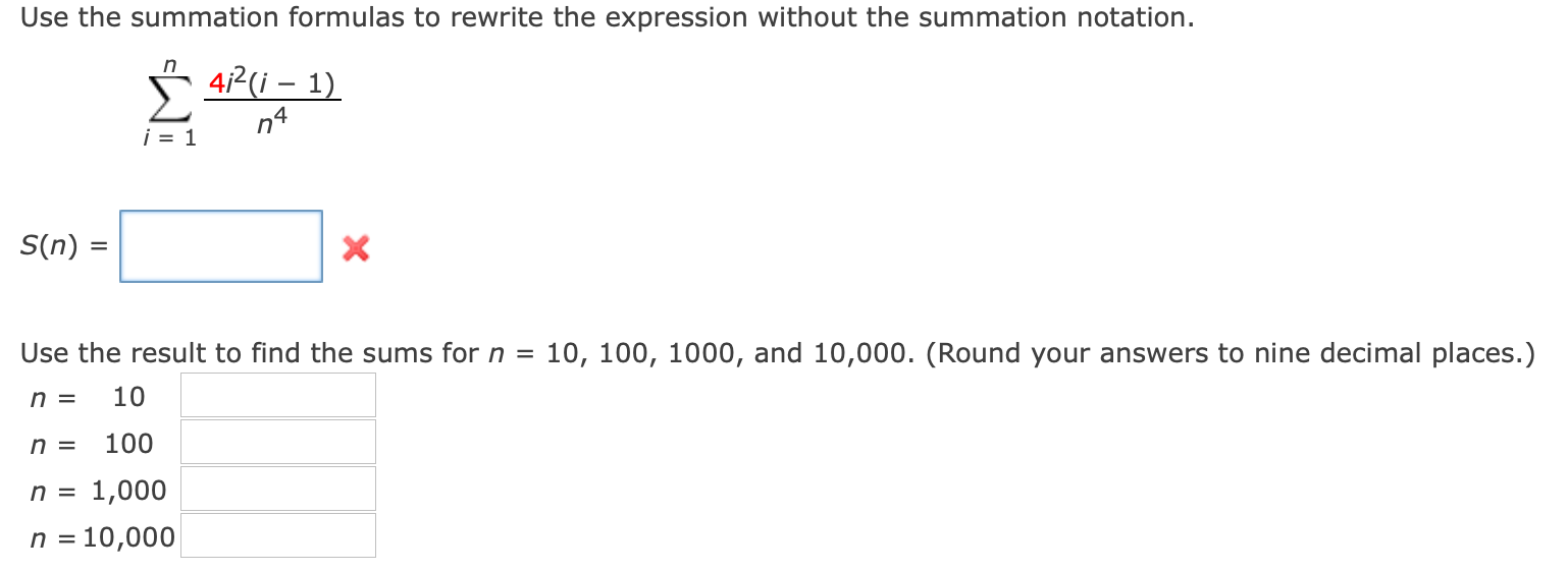 Solved Use the summation formulas to rewrite the expression | Chegg.com