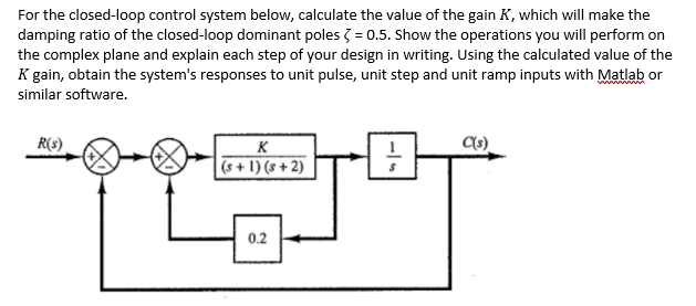 Solved For the closed-loop control system below, calculate | Chegg.com