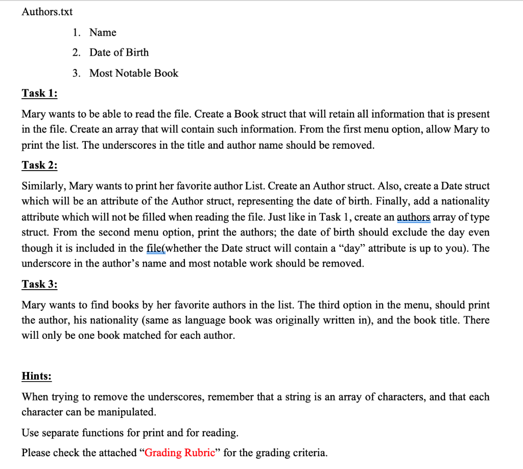 Solved Objectives: The major advantage of using structs is | Chegg.com