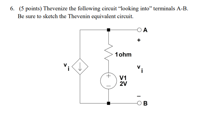 Solved 6. (5 points) Thevenize the following circuit | Chegg.com