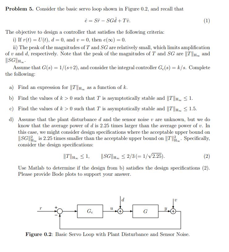 Solved Problem 5 Consider The Basic Servo Loop Shown In 