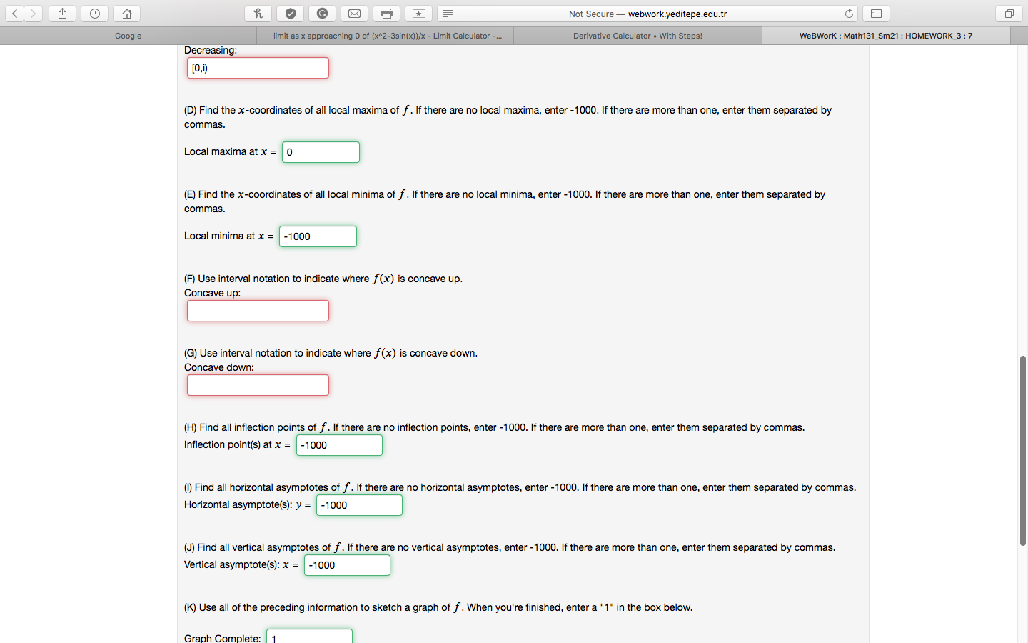 Solved hii please only do the red boxes :( the concavity and | Chegg.com
