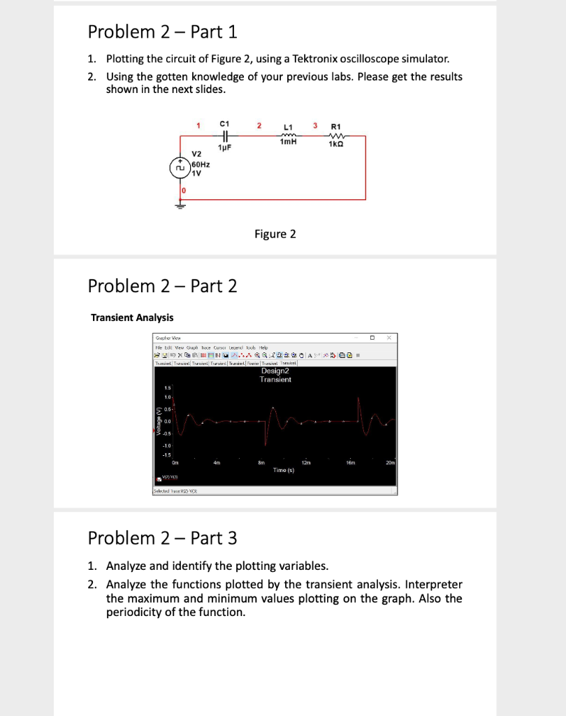 Solved Problem 2 - Part 1 1. Plotting the circuit of Figure | Chegg.com