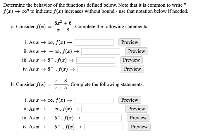 Solved Determine the behavior of the functions defined | Chegg.com