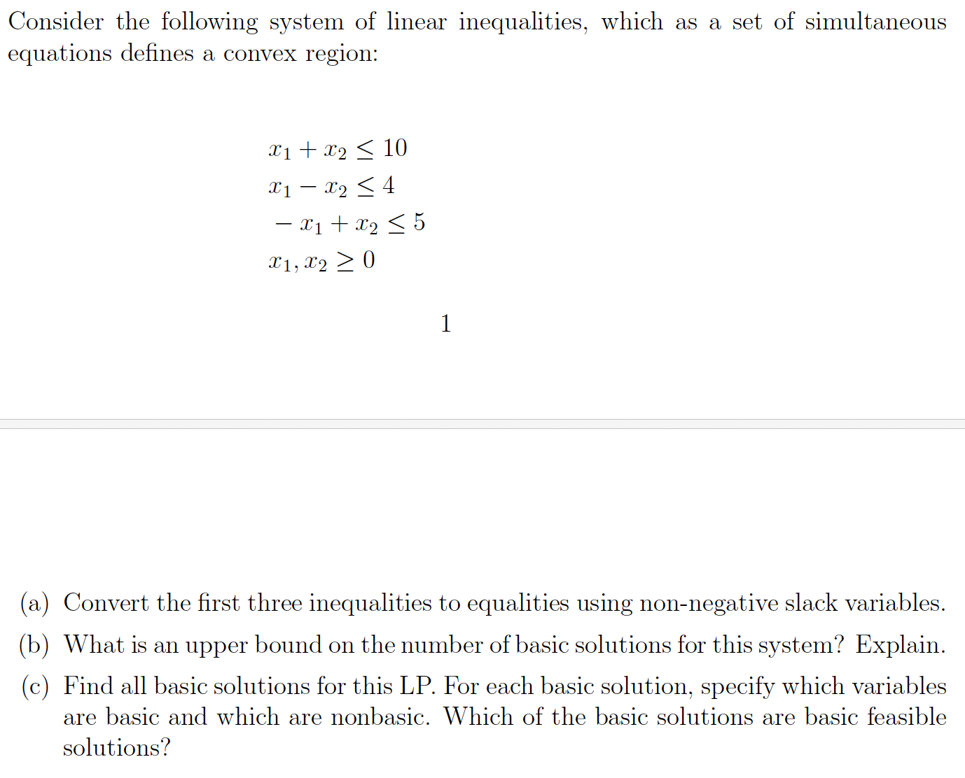 Solved Consider the following system of linear inequalities, | Chegg.com
