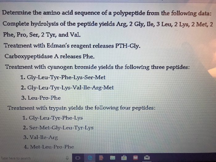 Solved Determine the amino acid sequence of a polypeptide | Chegg.com
