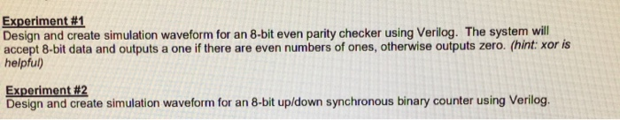 Solved Experiment #1 Design and create simulation waveform | Chegg.com