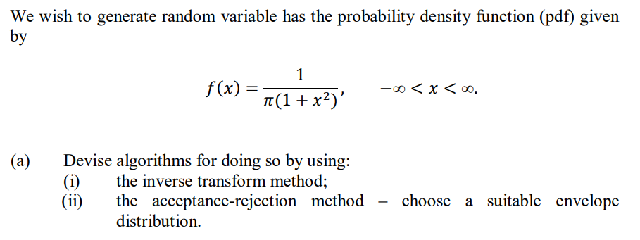 Solved We wish to generate random variable has the | Chegg.com