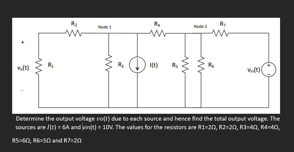 Solved Determine the output voltage vo(t) due to each source | Chegg.com