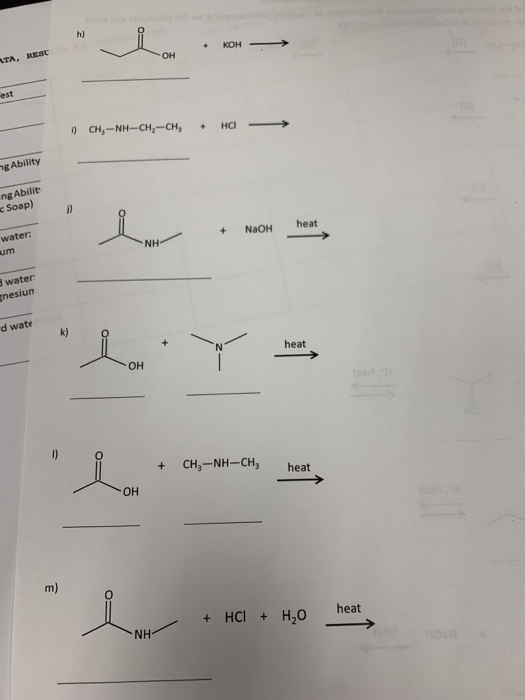 Solved Worksheet: Organic Reactions For each of the | Chegg.com