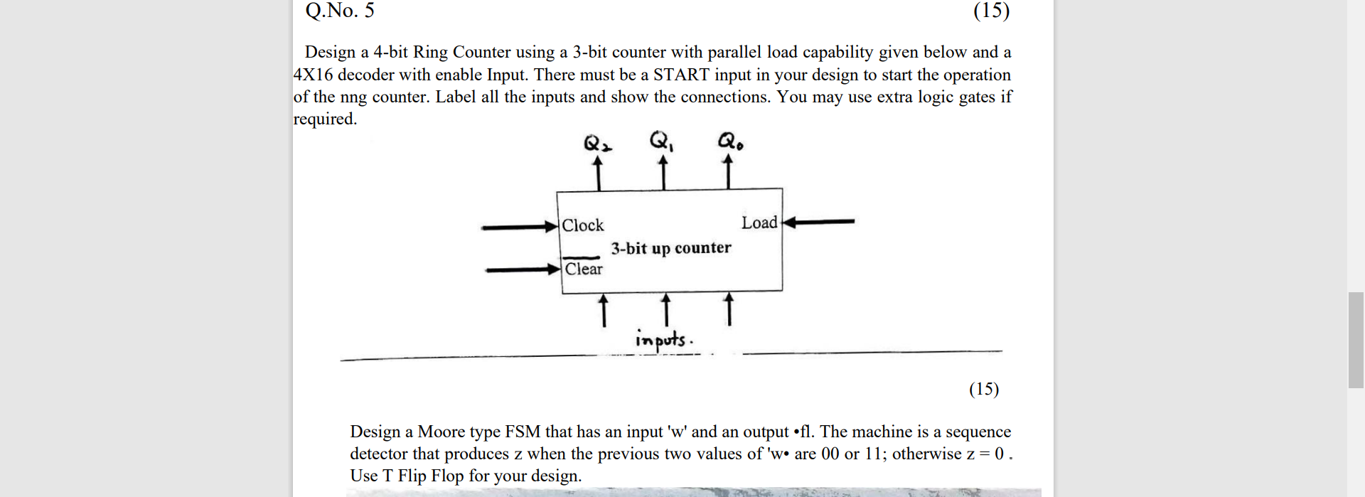 Solved Design a 4-bit Ring Counter using a 3-bit counter | Chegg.com