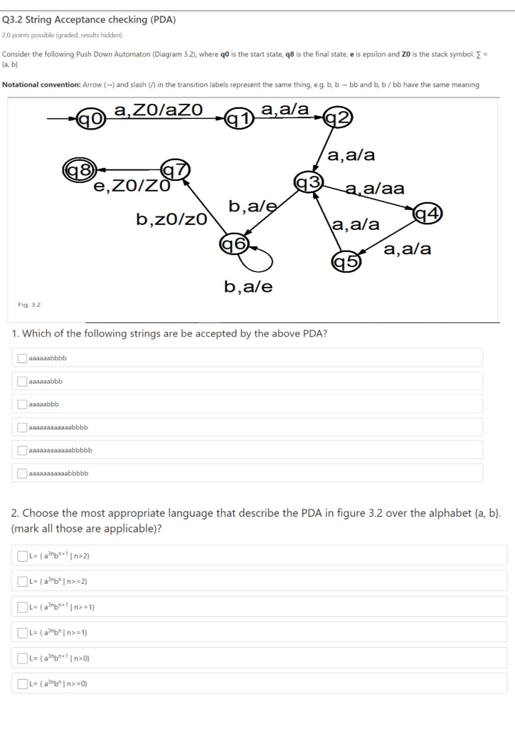 Solved Q32 String Acceptance Checking Pda 20 Points 