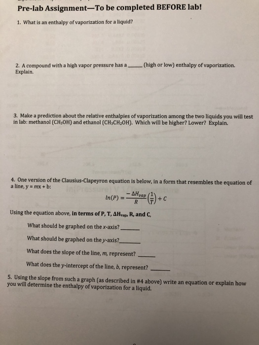 Solved Pre-lab Assignment-To be completed BEFORE lab! 1. | Chegg.com