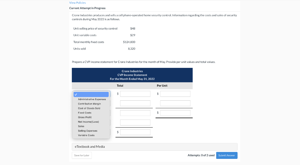 Solved View Policies Current Attempt in Progress Crane | Chegg.com