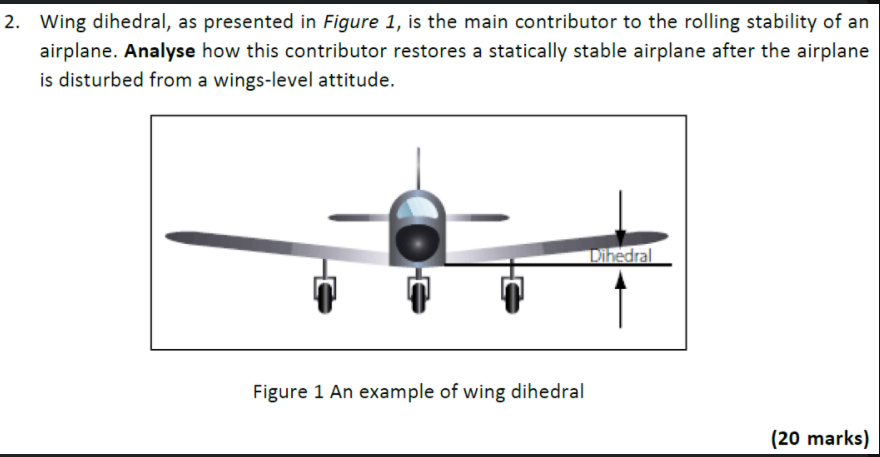 Solved 2. Wing dihedral, as presented in Figure 1, is the | Chegg.com