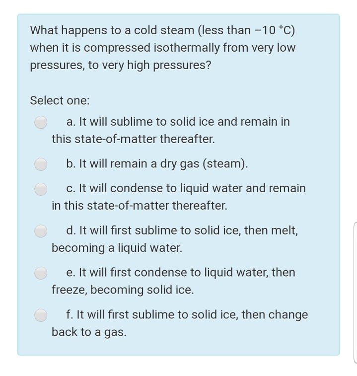 Solved What happens to a cold steam (less than -10 °C) when | Chegg.com