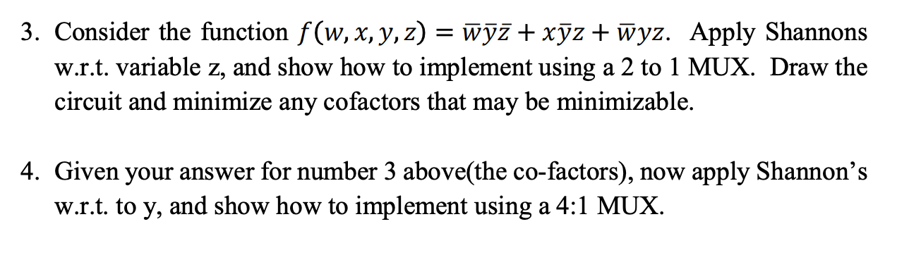 Solved 3. Consider the function f(w, x, y, z) = wyz + xyz + | Chegg.com