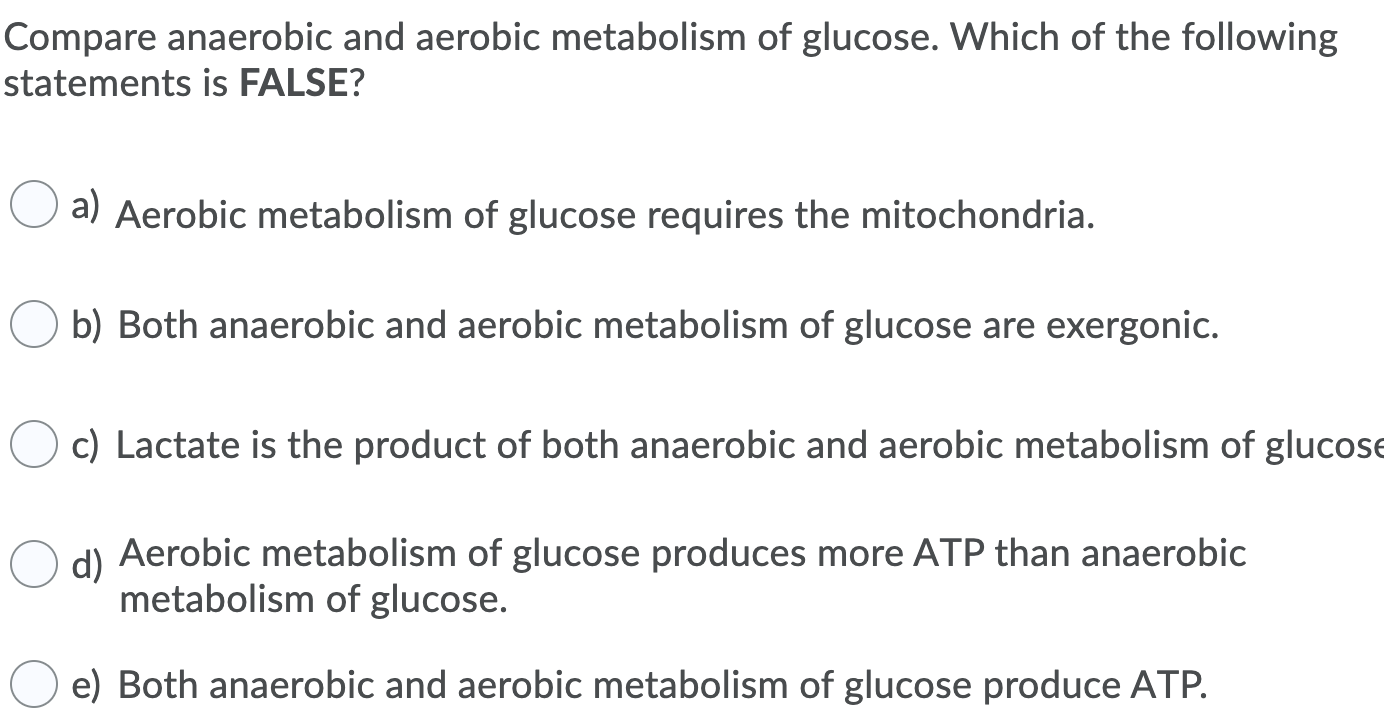 Solved Compare anaerobic and aerobic metabolism of glucose. | Chegg.com