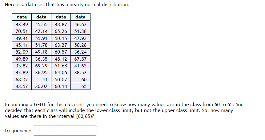 Solved Based on the histogram above, what is the frequency | Chegg.com