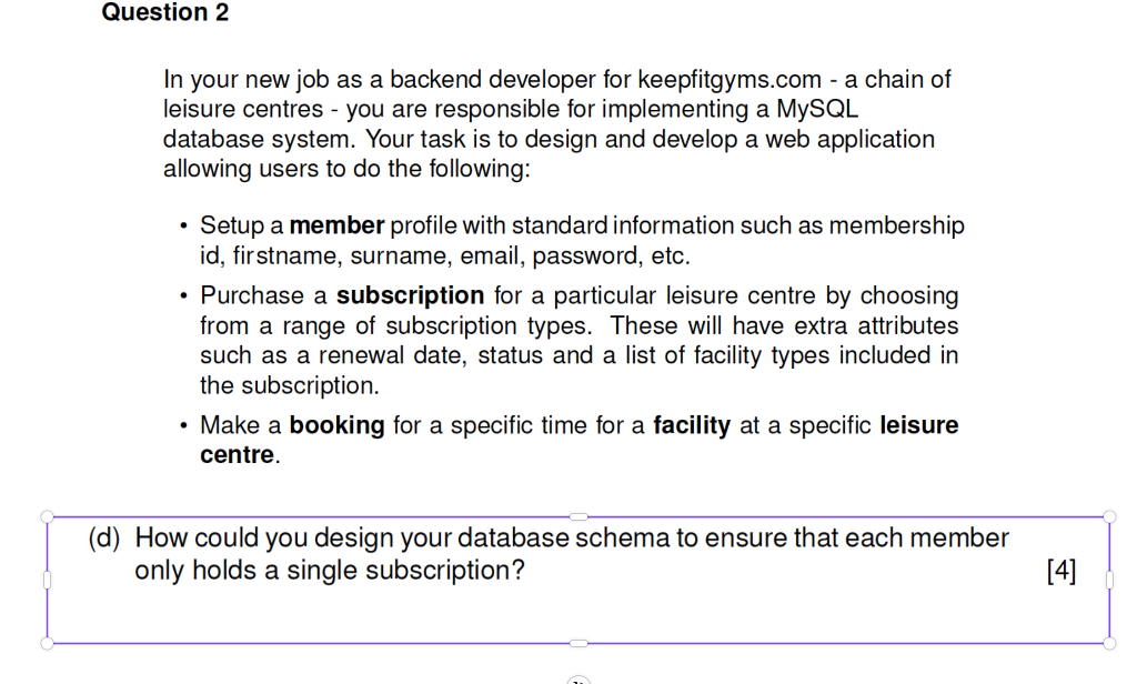 Solved In your new job as a backend developer for | Chegg.com
