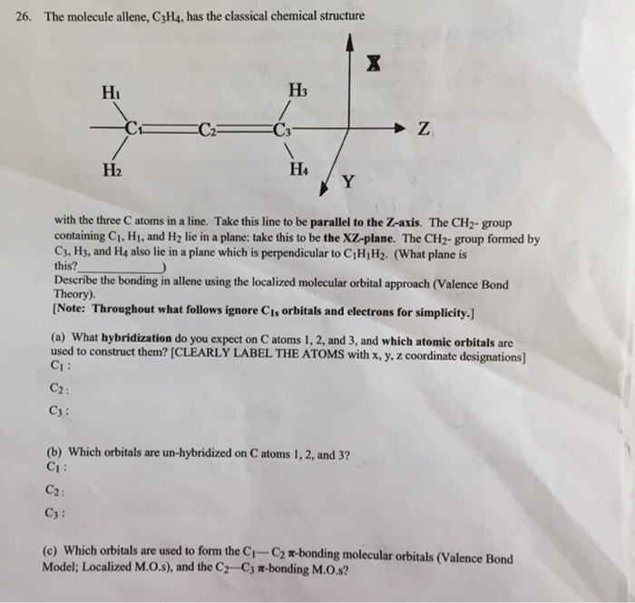 Solved 26. The molecule allene, C3H4, has the classical | Chegg.com