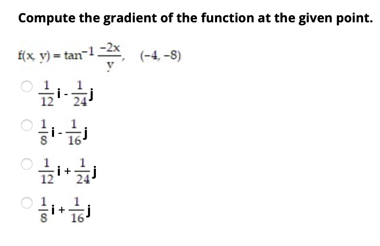 Solved Compute the gradient of the function at the given | Chegg.com