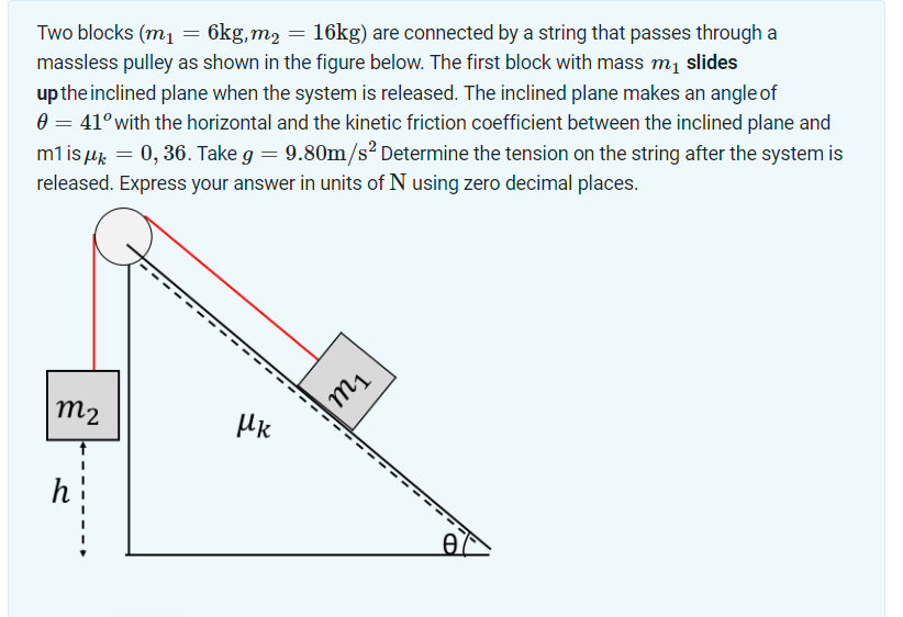 Solved Two blocks ( m1=6kg,m2=16kg ) ﻿are connected by a | Chegg.com