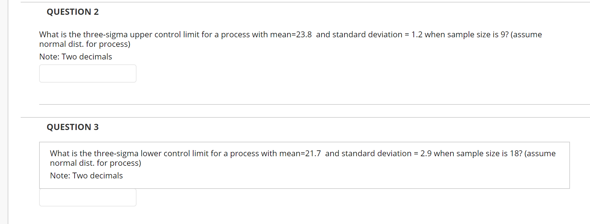 Solved QUESTION 2 What is the three-sigma upper control | Chegg.com