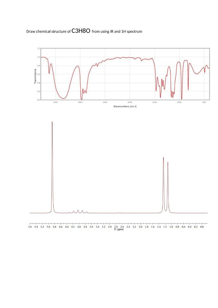 Solved Draw chemical structure of C3H8O from using IR and 1H | Chegg.com