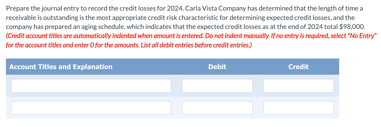 Solved On December 31, 2023, Carla Vista Company reported | Chegg.com