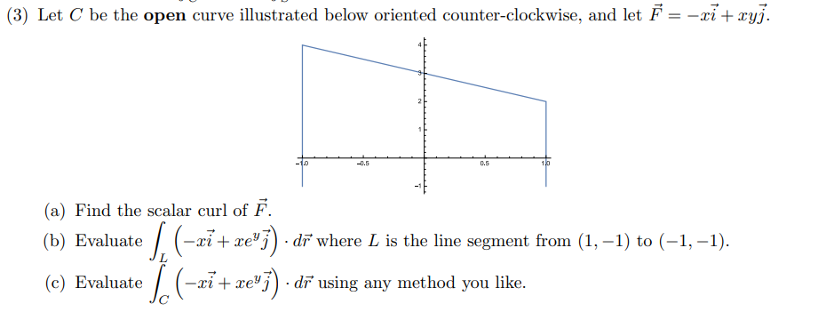 Solved (3) ﻿Let C be ﻿the open curve illustrated below | Chegg.com