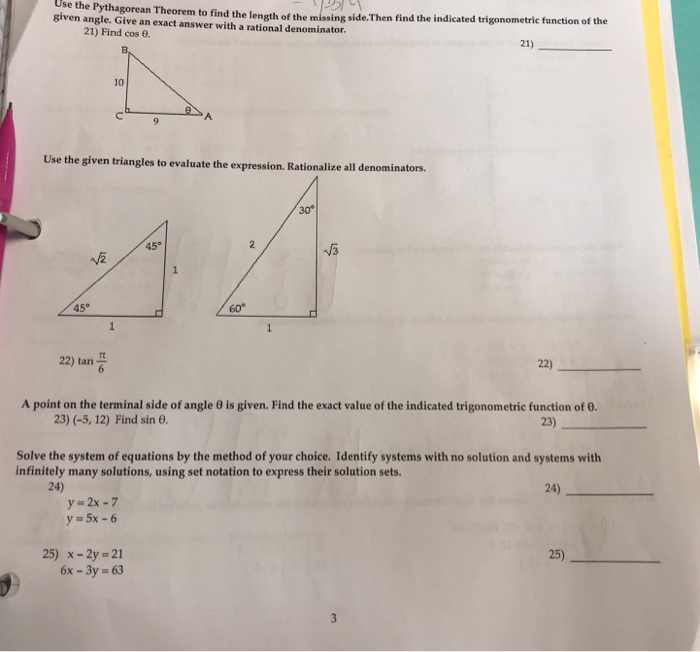 Solved Use the Pythagorean Theorem to find the length of the | Chegg.com