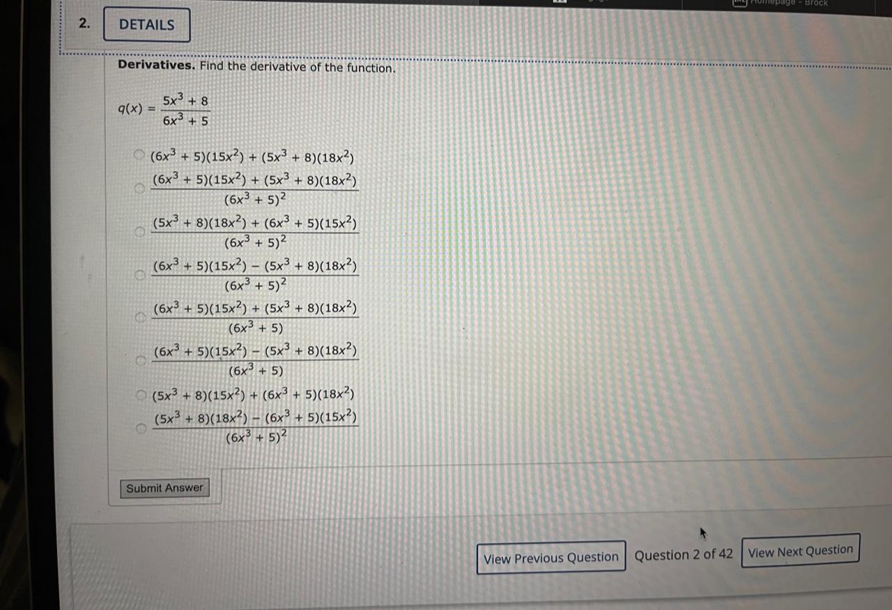 Solved Derivatives. Find the derivative of the function. | Chegg.com
