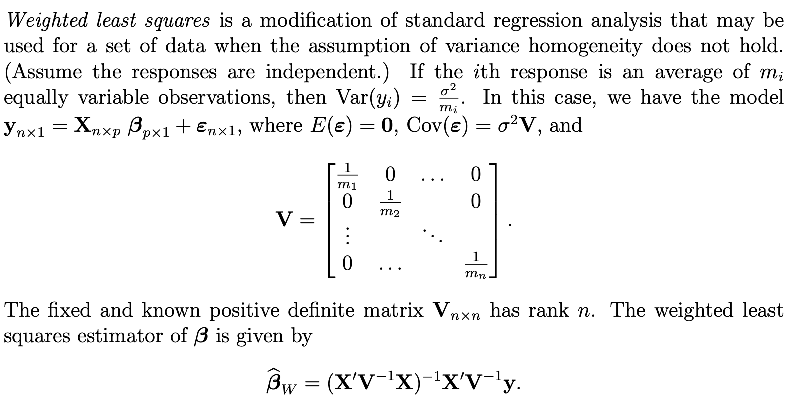 Solved Weighted least squares is a modification of standard | Chegg.com